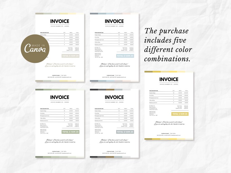 Editable Invoice Template I Printable Receipt | Invoice Template for ...