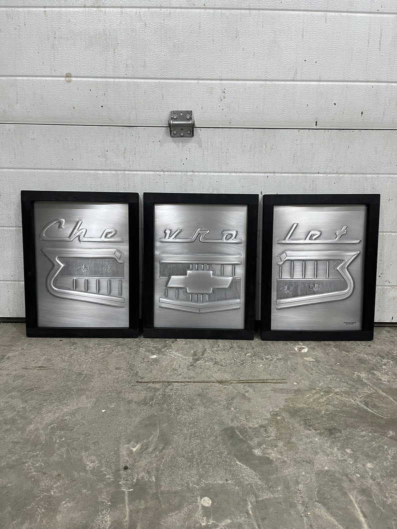 Custom 3 Piece Bead Rolled Tri-five Chevy Emblem Wall Art - Etsy