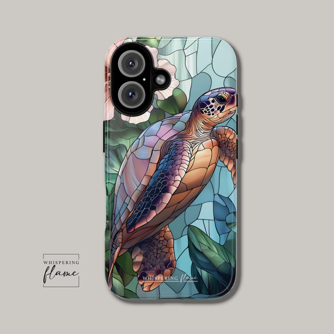 Stained Glass Sea Turtle Phone Case Mosaic Turtle Phone Cover Unique ...