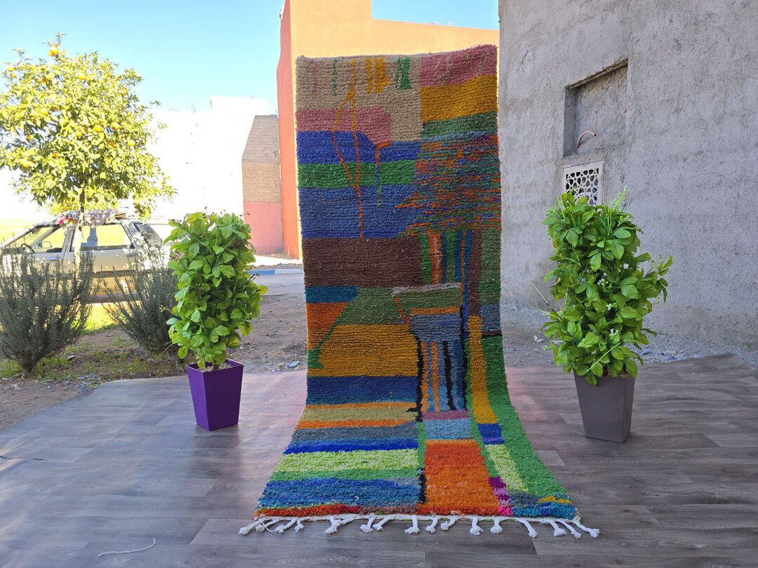 Berber Rug Blue, Handmade Rug Living Room, Beni Ourain Rug Trellis ...