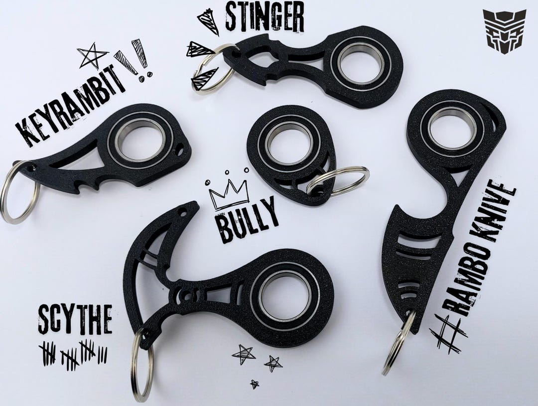 Keyrambit Keychain Spinner – 3D Printed Fidget Toy With Ball Bearing ...