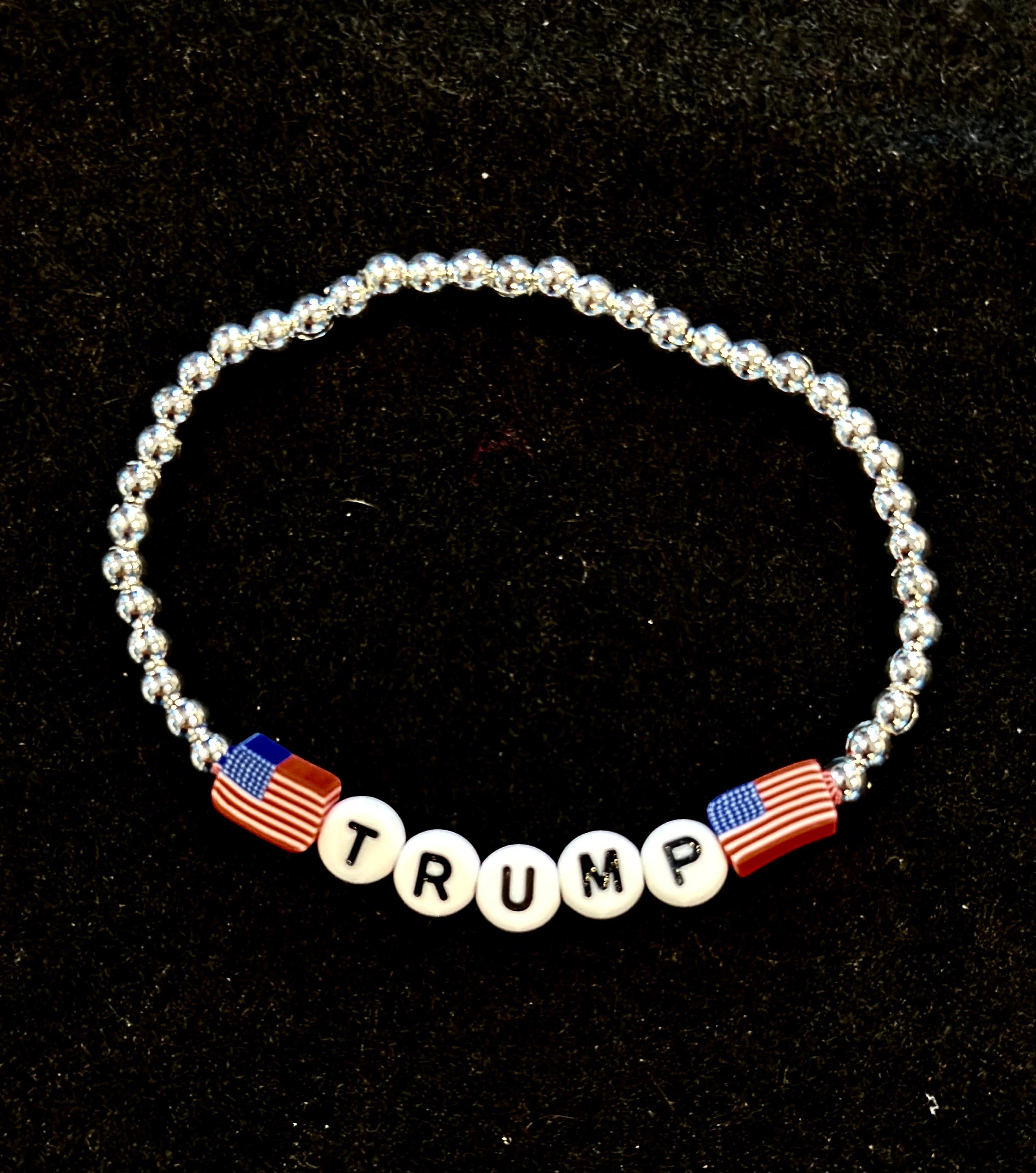 Trump American Flag Handcrafted Beaded Bracelet USA Patriot ...