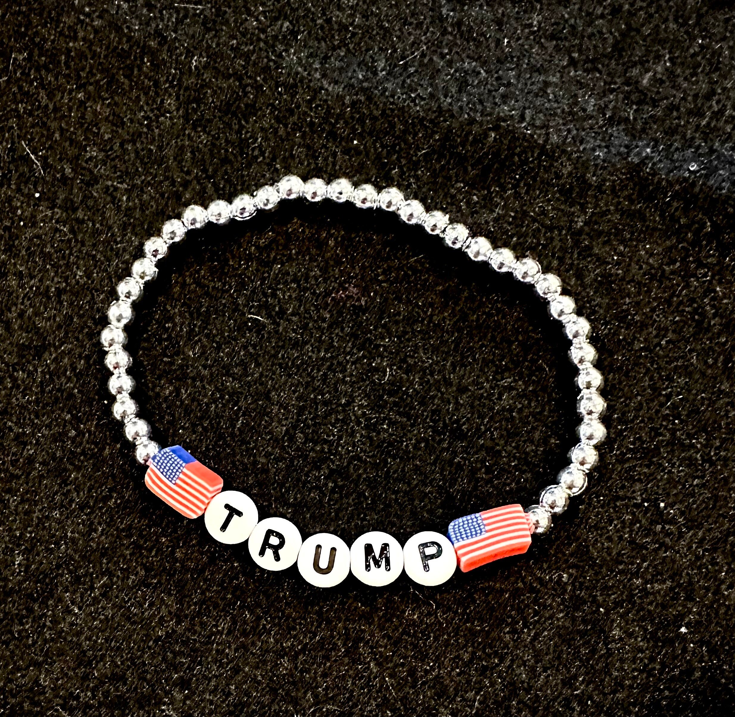 Trump American Flag Handcrafted Beaded Bracelet USA Patriot ...