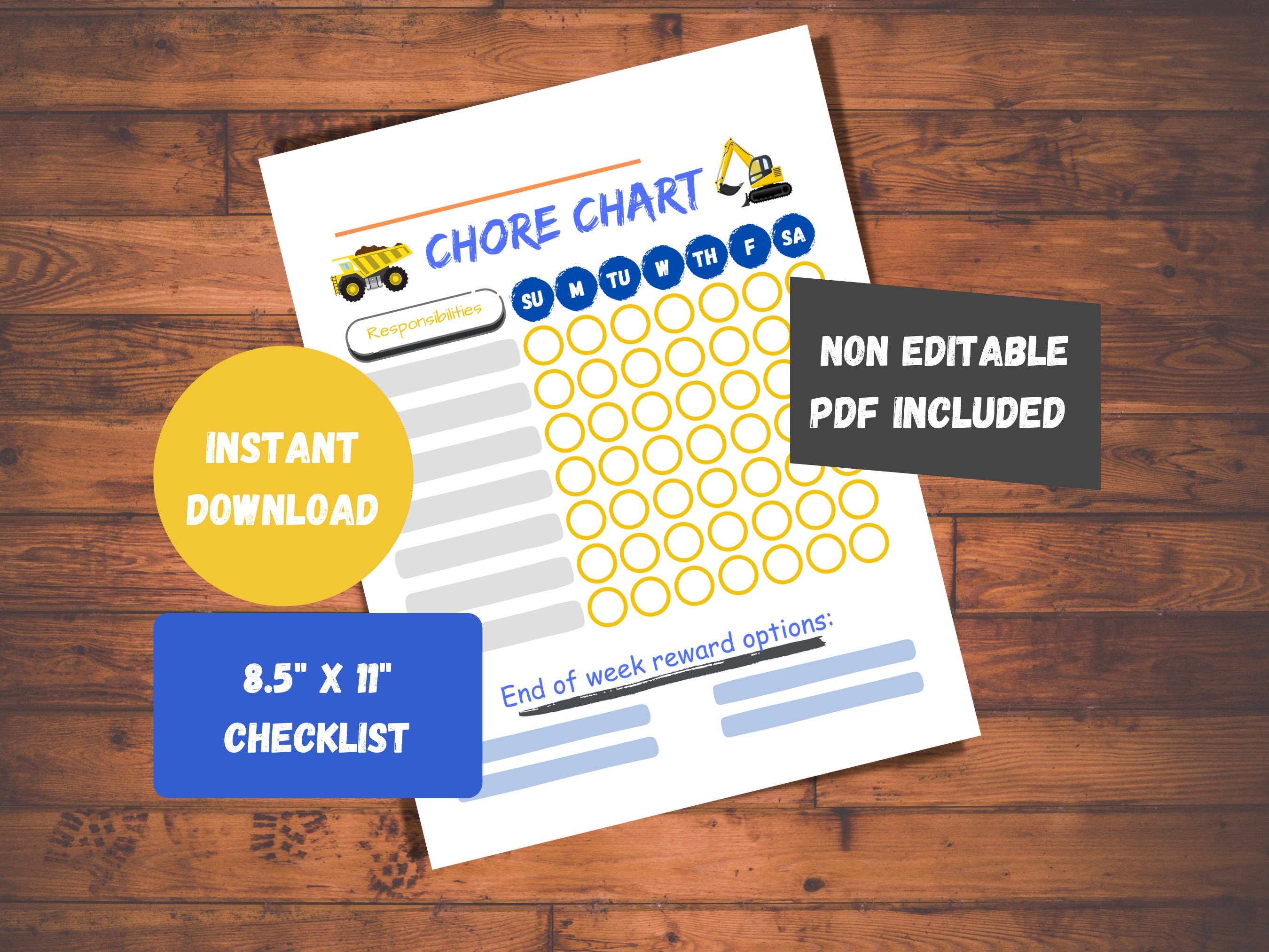 Kids Chore Chart Boys Printable - Etsy