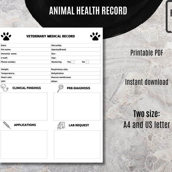 Pet Health Record Template - Etsy