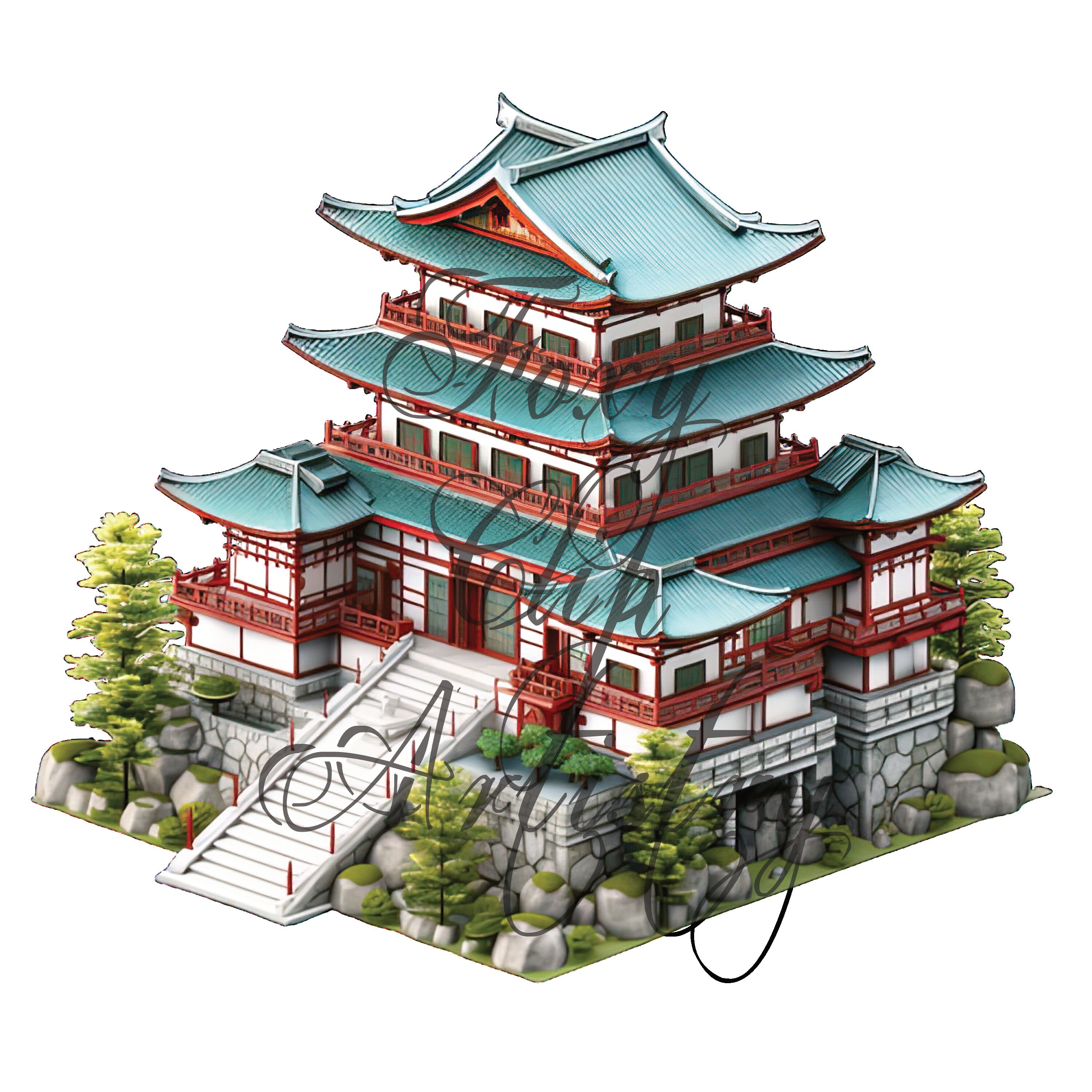 9 Isometric Japanese Building Clipart Bundle High Quality Japan ...