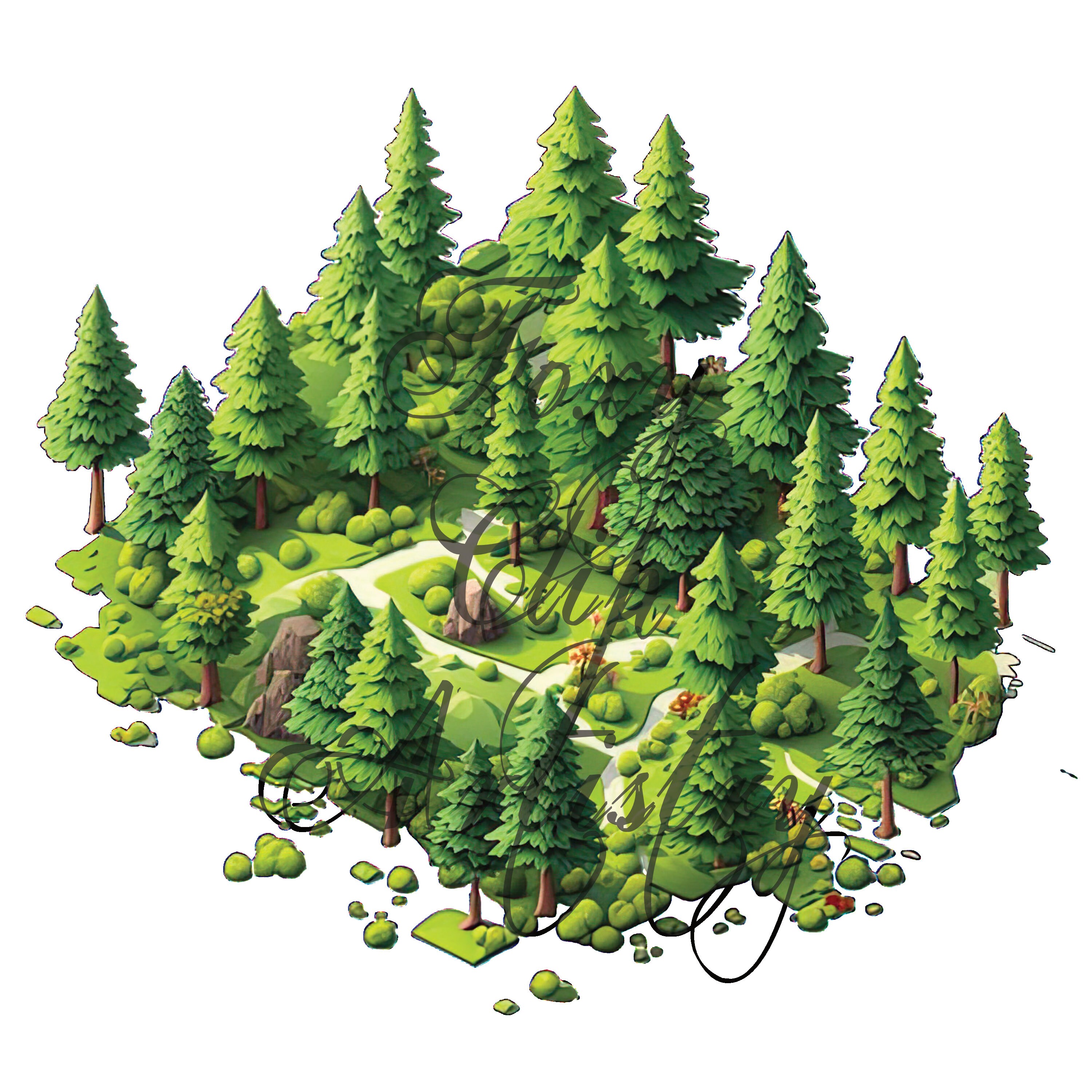8 Isometric Forest Clipart Bundle High Quality Forest Woods PNG Clipart ...