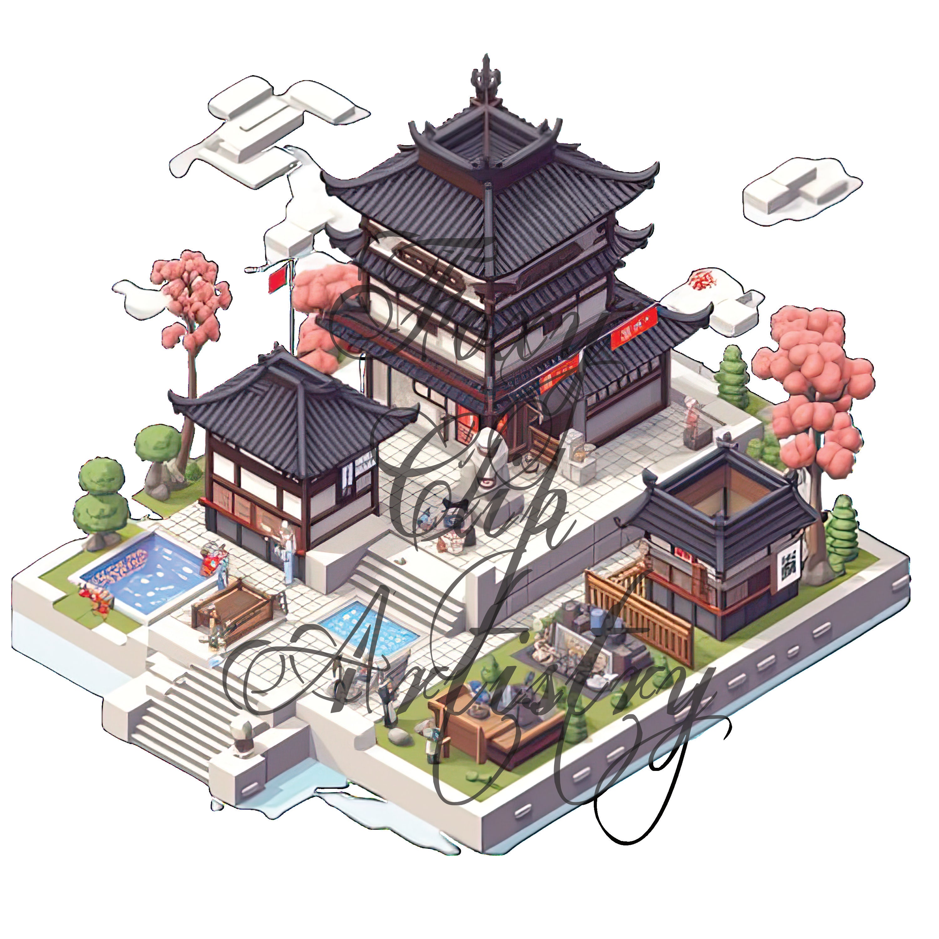 9 Isometric Japanese Building Clipart Bundle High Quality Japan ...