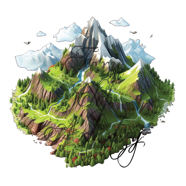 8 Isometric Mountains Clipart Bundle High Quality Mountain - Etsy