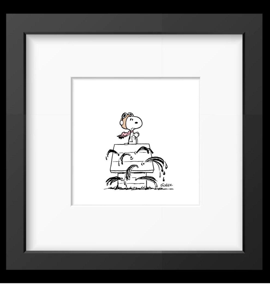 Genuine Framed Art - Snoopy RED Baron With Magpie Print COA - Snoopy & Peanuts - Etsy