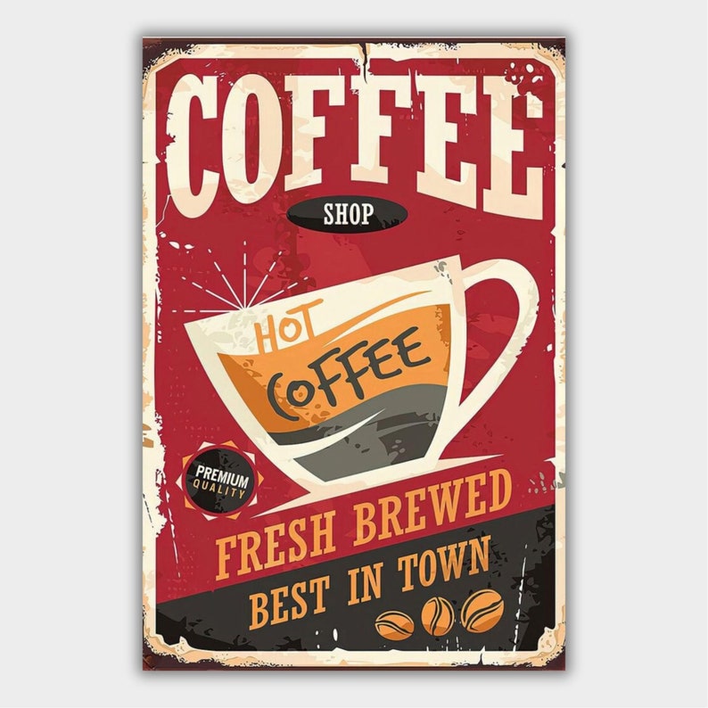 Coffee Poster Premium MDF Wood Art Poster Wall Decor Room Decor Garage ...