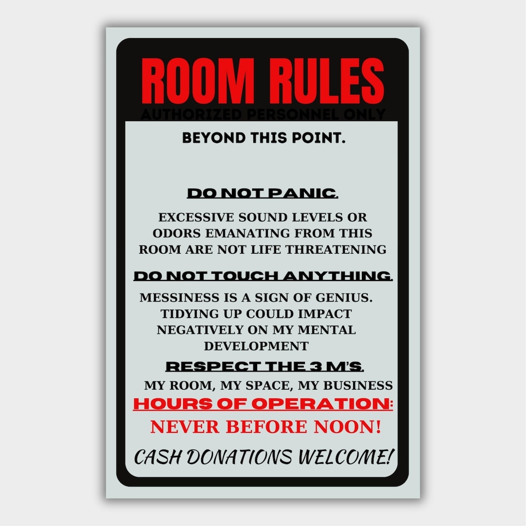 Room Rules Poster Premium MDF Wood Art Poster Wall Decor Room Decor ...