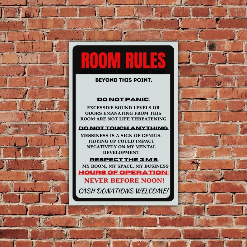 Room Rules MDF Wood Art Poster: Garage Decor (8x12x1 Inch) - Etsy