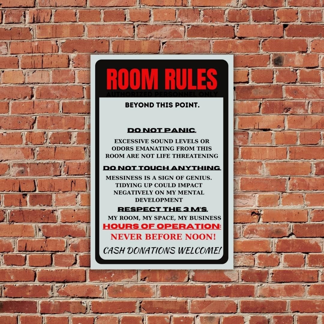 Room Rules Poster Premium MDF Wood Art Poster Wall Decor Room Decor ...