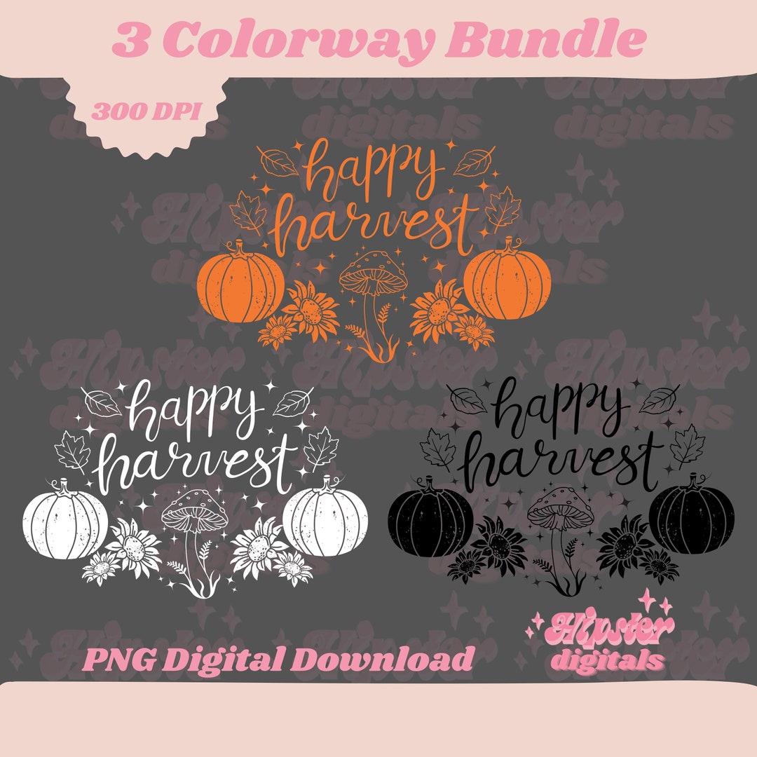 Happy Harvest PNG | Sunflower Png, Fall Bundle Png, Halloween Digital ...