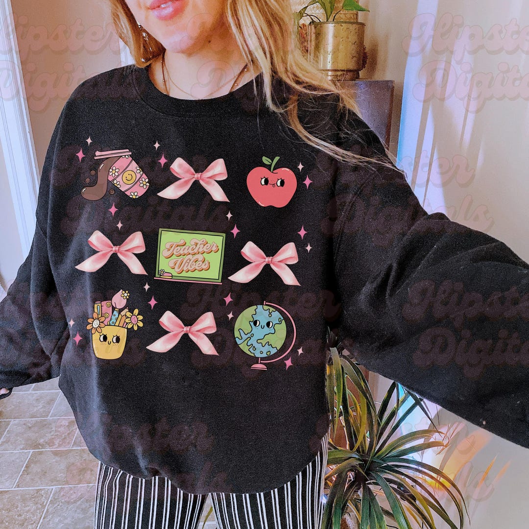 Coquette Teacher PNG, Back to School, Retro Digital Download, Trendy ...