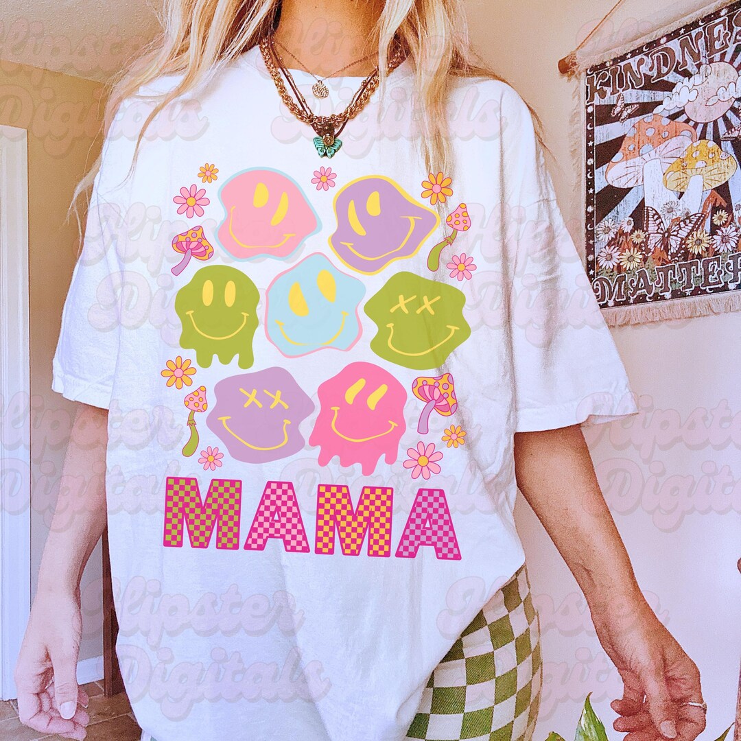 MAMA Smileys PNG, Retro Digital Download, Trendy Checkerboard Mom Png ...