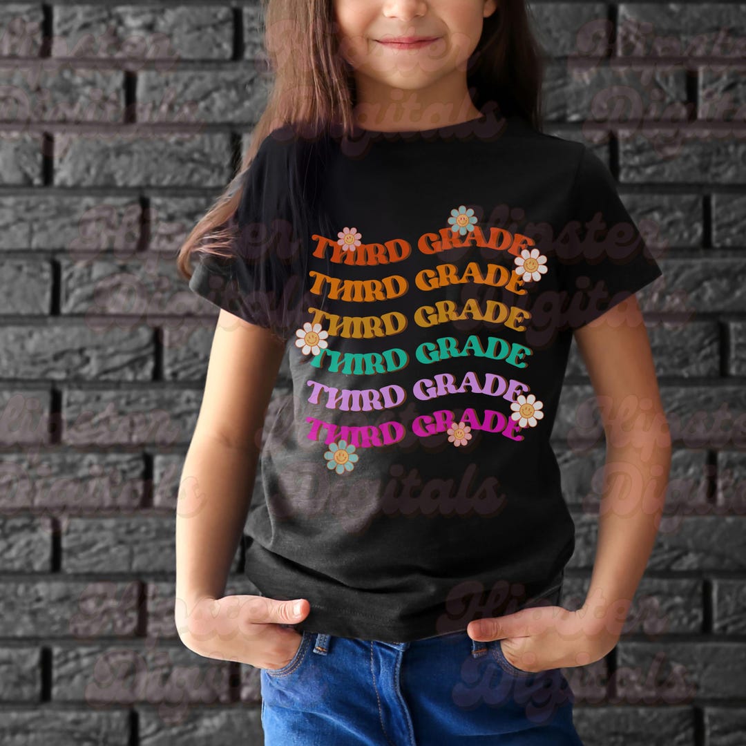 Third Grade Rainbow PNG, Back to School, Retro Digital Download, Trendy ...