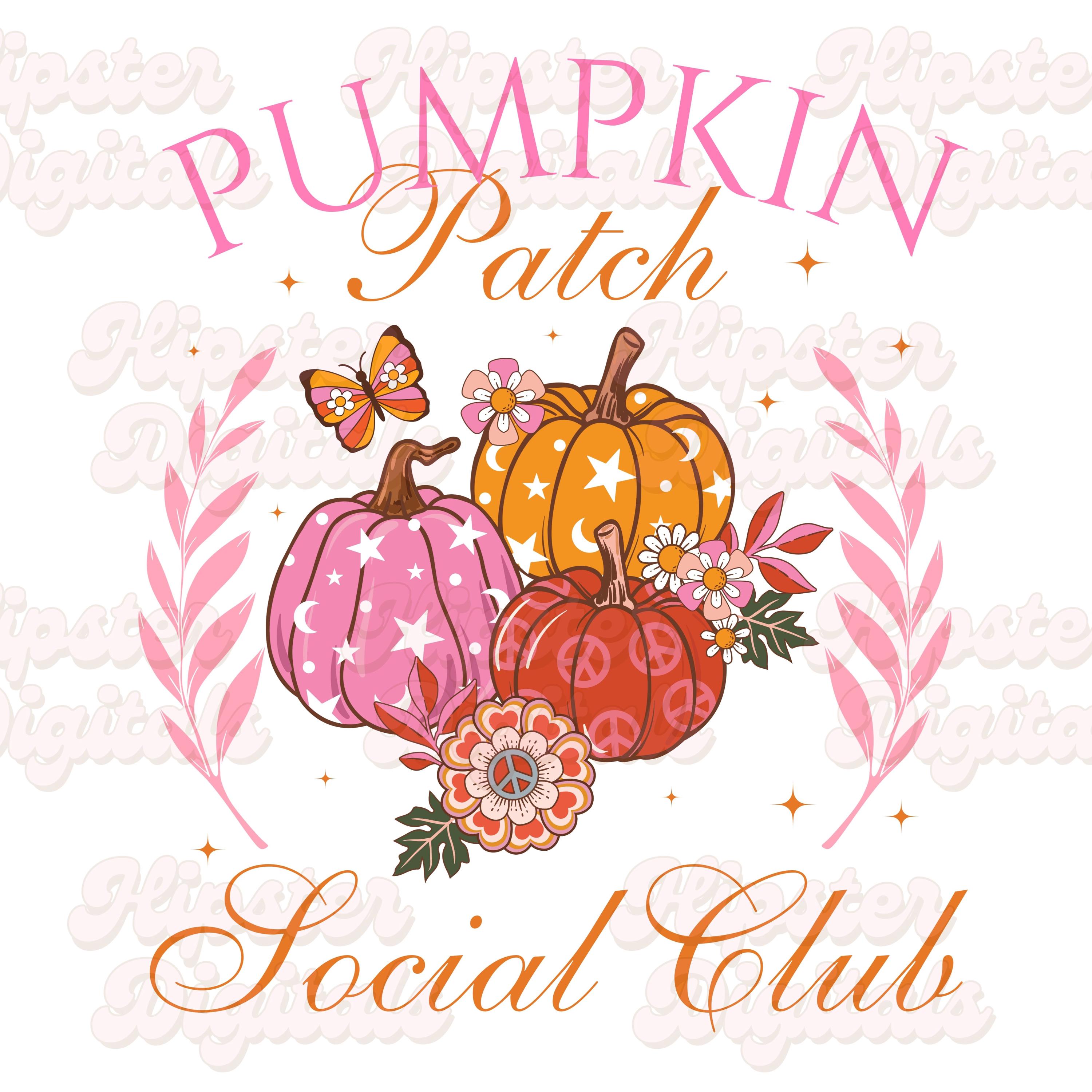 Pumpkin Patch Social Club PNG, Trendy Fall Coquette Png, Autumn ...