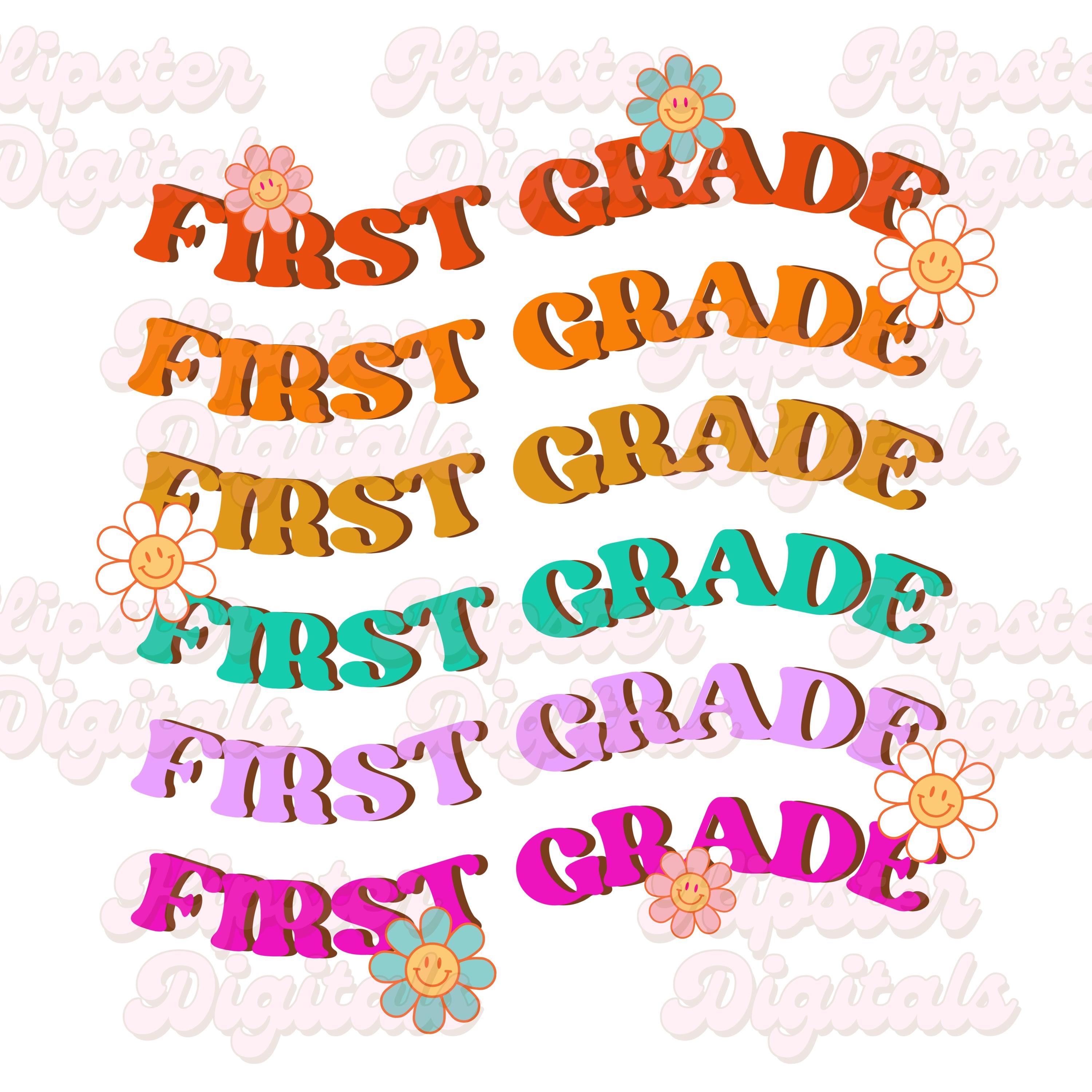 First Grade Rainbow PNG, Back to School, Retro Digital Download, Trendy ...
