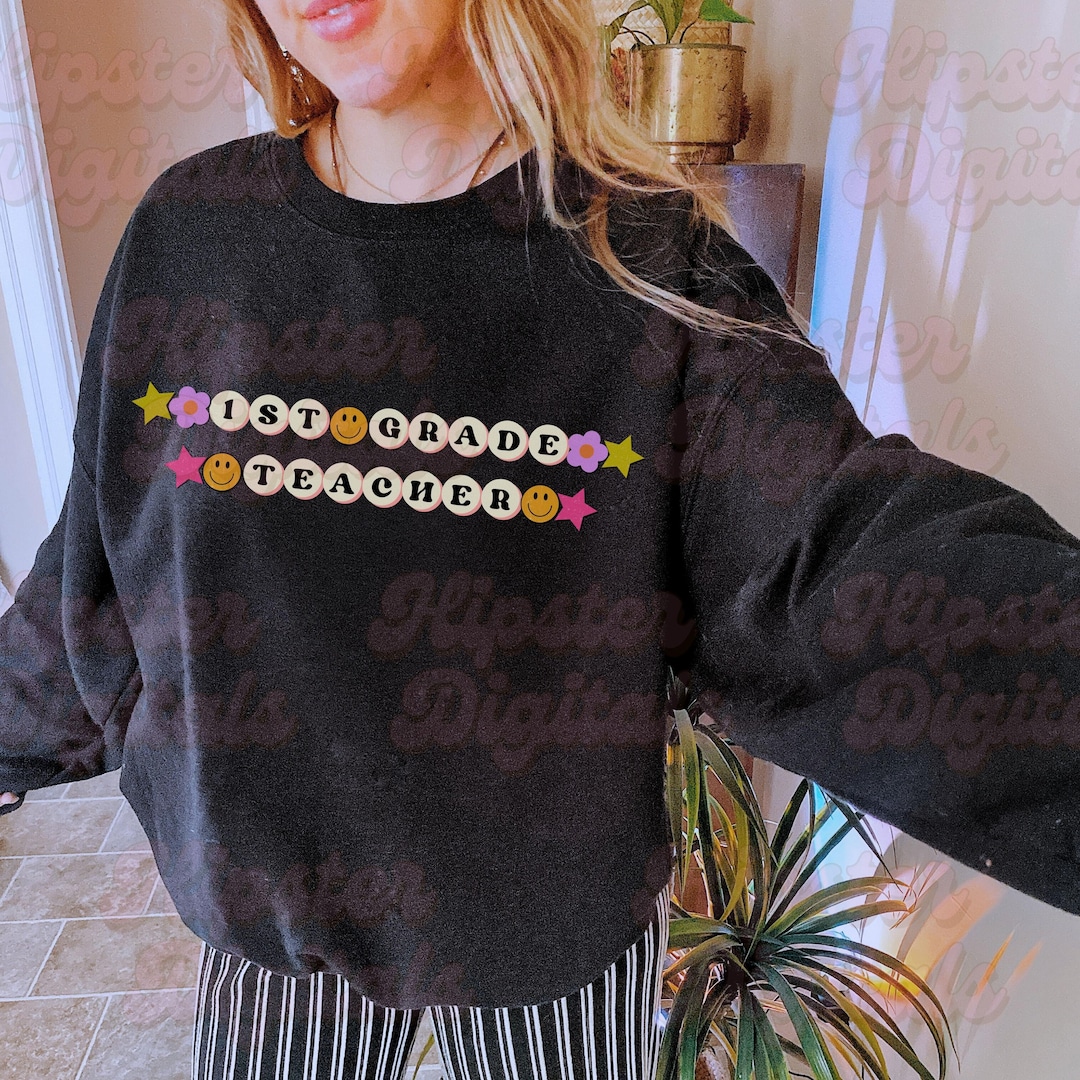 First Grade Teacher PNG, Friendship Bracelet Retro Digital Download ...