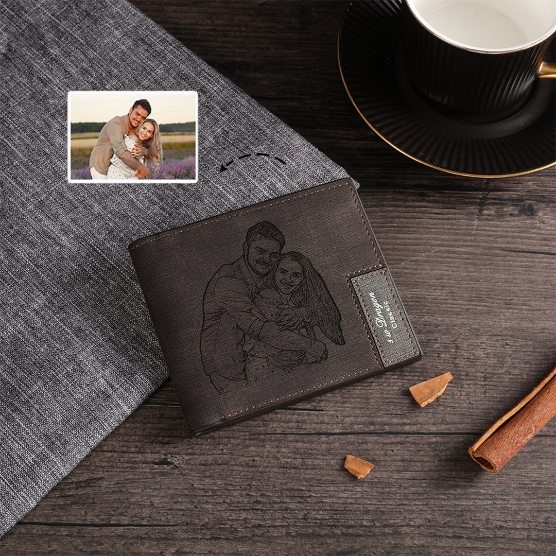 Personalized Men's Wallet, Custom Photo Wallet, PU Leather, Handwriting ...
