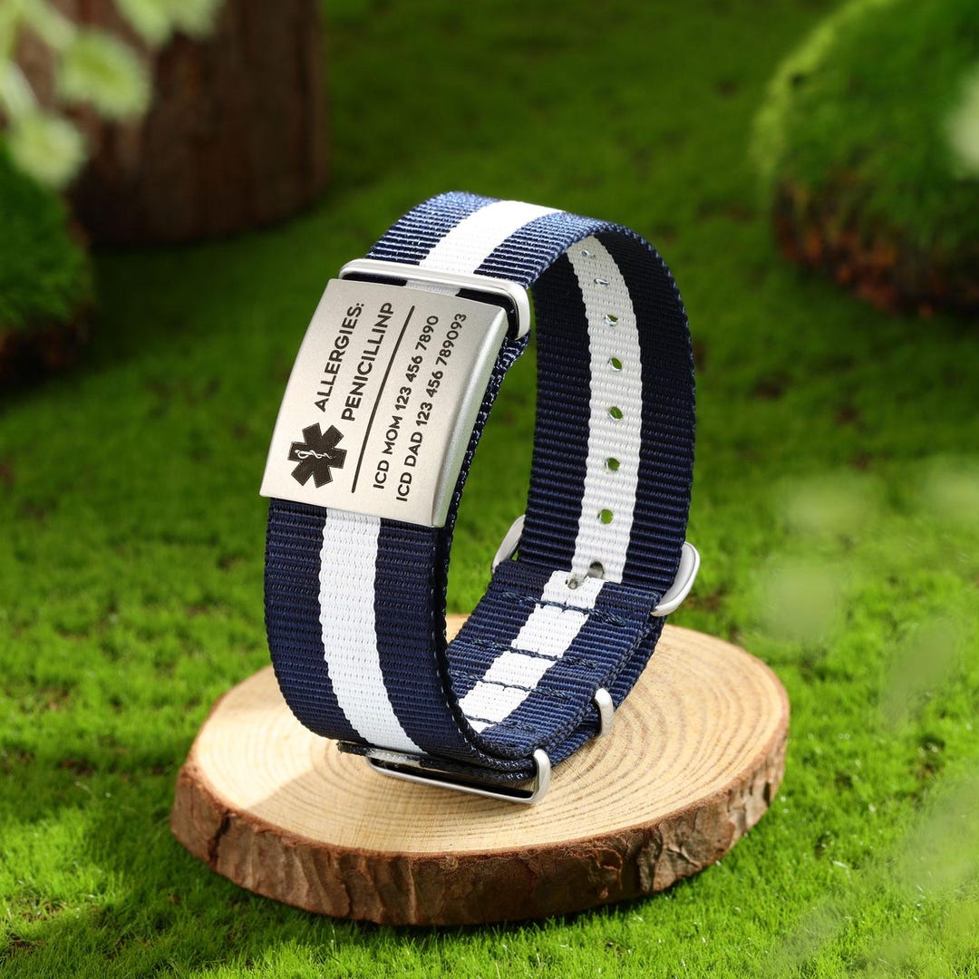 Custom Medical Alert Bracelet,waterproof Nylon Emergency Bracelet ...