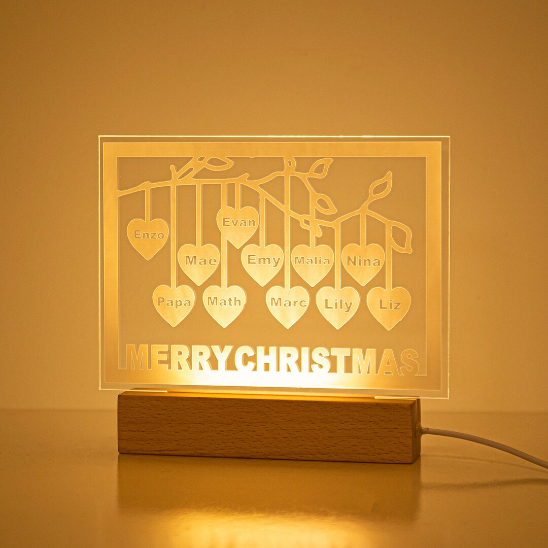 Personalized Family Tree Night Light With 3-12 Names Christmas Gifts ...