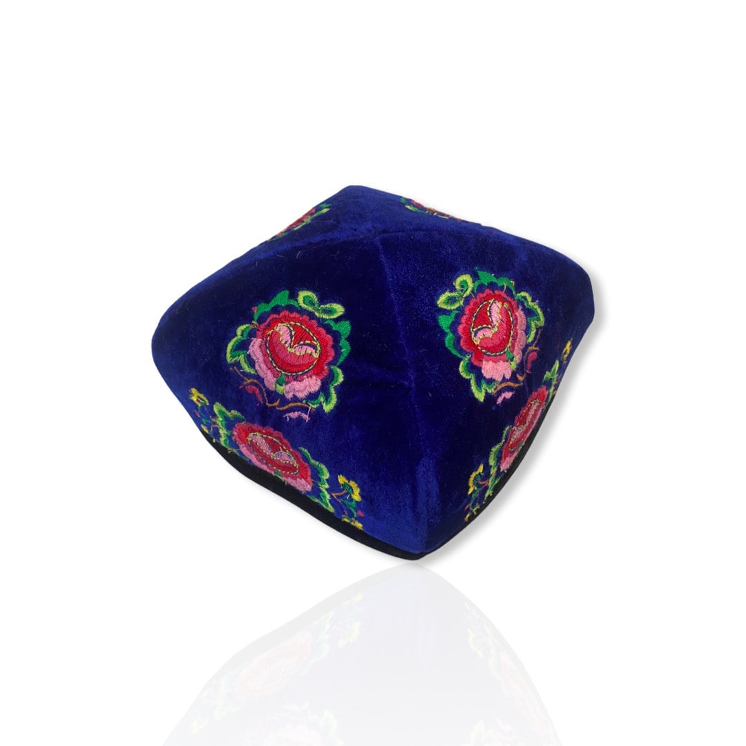 Uyghur Doppa, Blue Rose Design. Authentic Doppa Uyghur Hat. - Etsy
