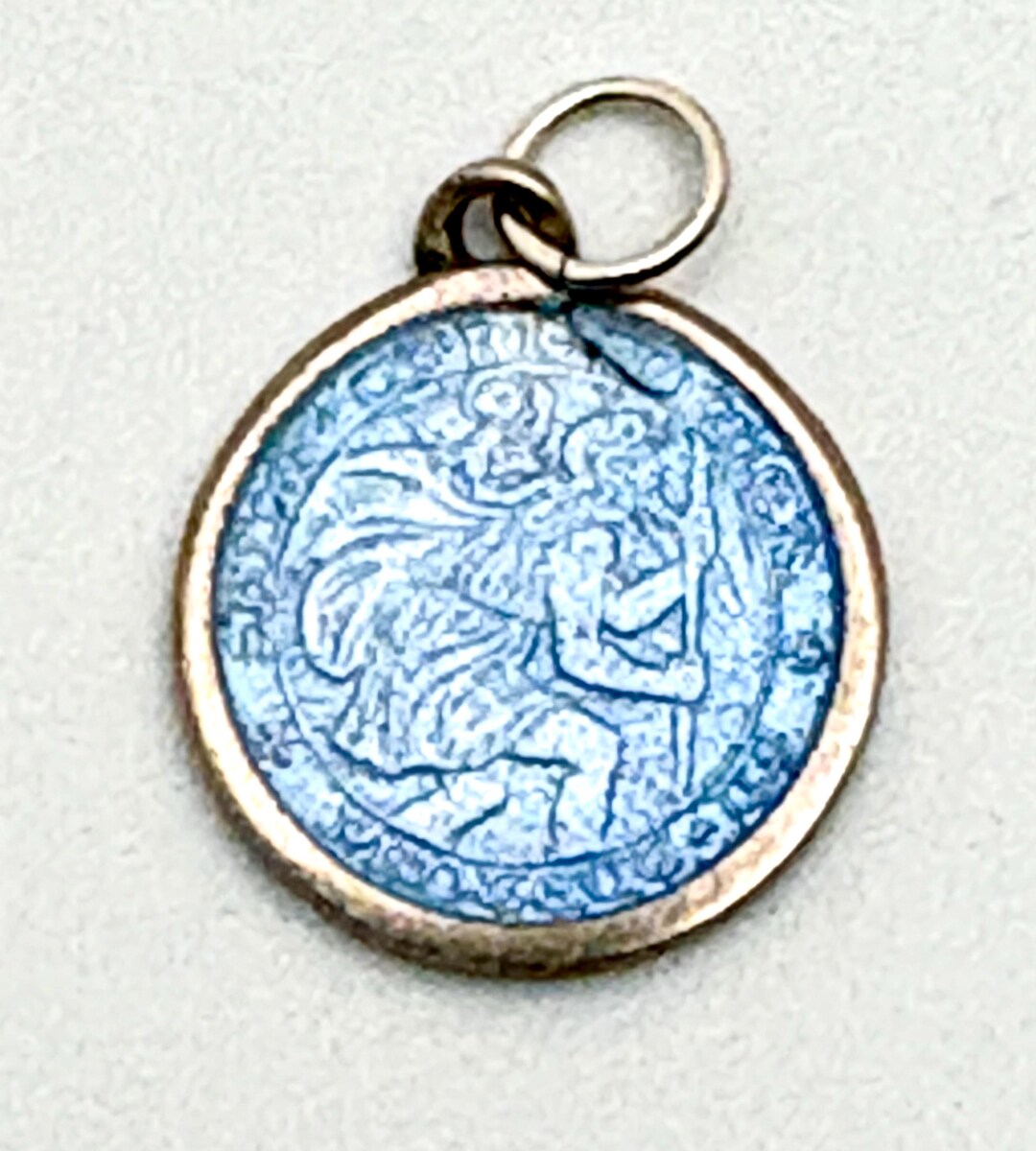 Vintage VERY RARE Charles Thomae St. Christopher Sterling Silver Blue ...