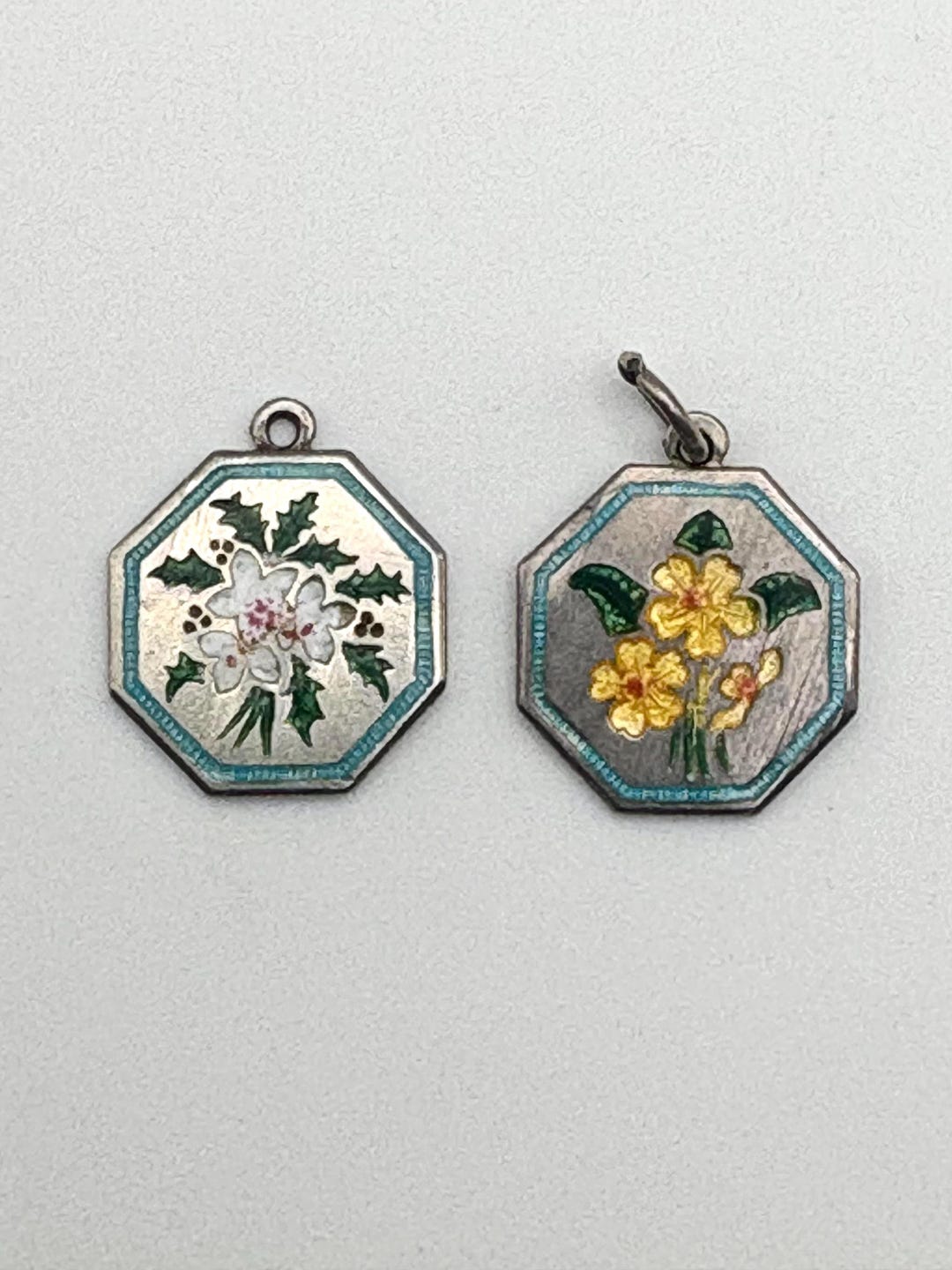 Vintage Thomas Mott Sterling Silver Enamel Flower Charms – Feb & Dec - Etsy
