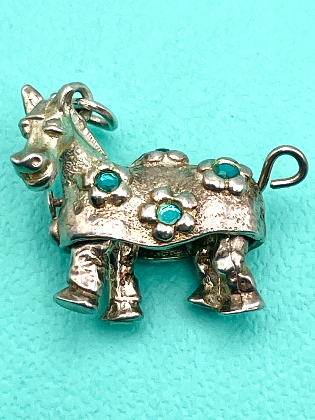 Vintage Pantomime Horse Charm Sterling Silver W Blue Gems/gemset ...