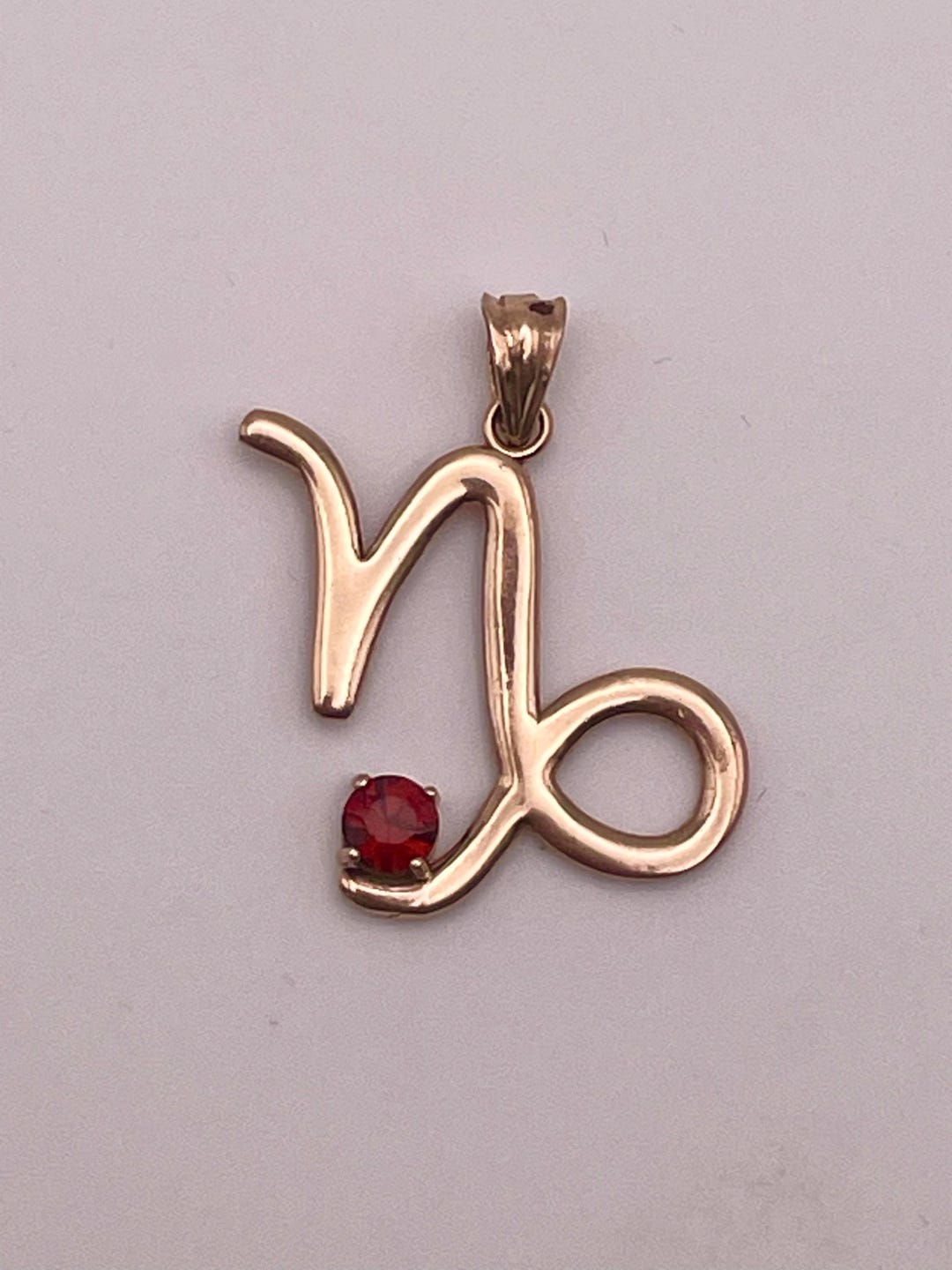 10k Rose Gold Genuine Garnet January Birthstone Capricorn Zodiac Charm ...
