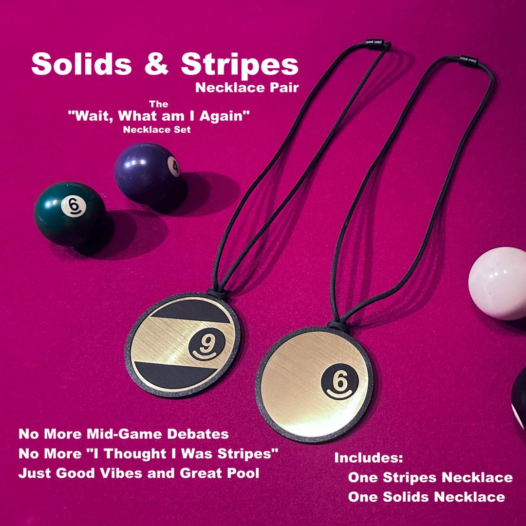 Solids & Stripes Pool Necklace Pair – Funny Billiard Gift – Pool Player ...