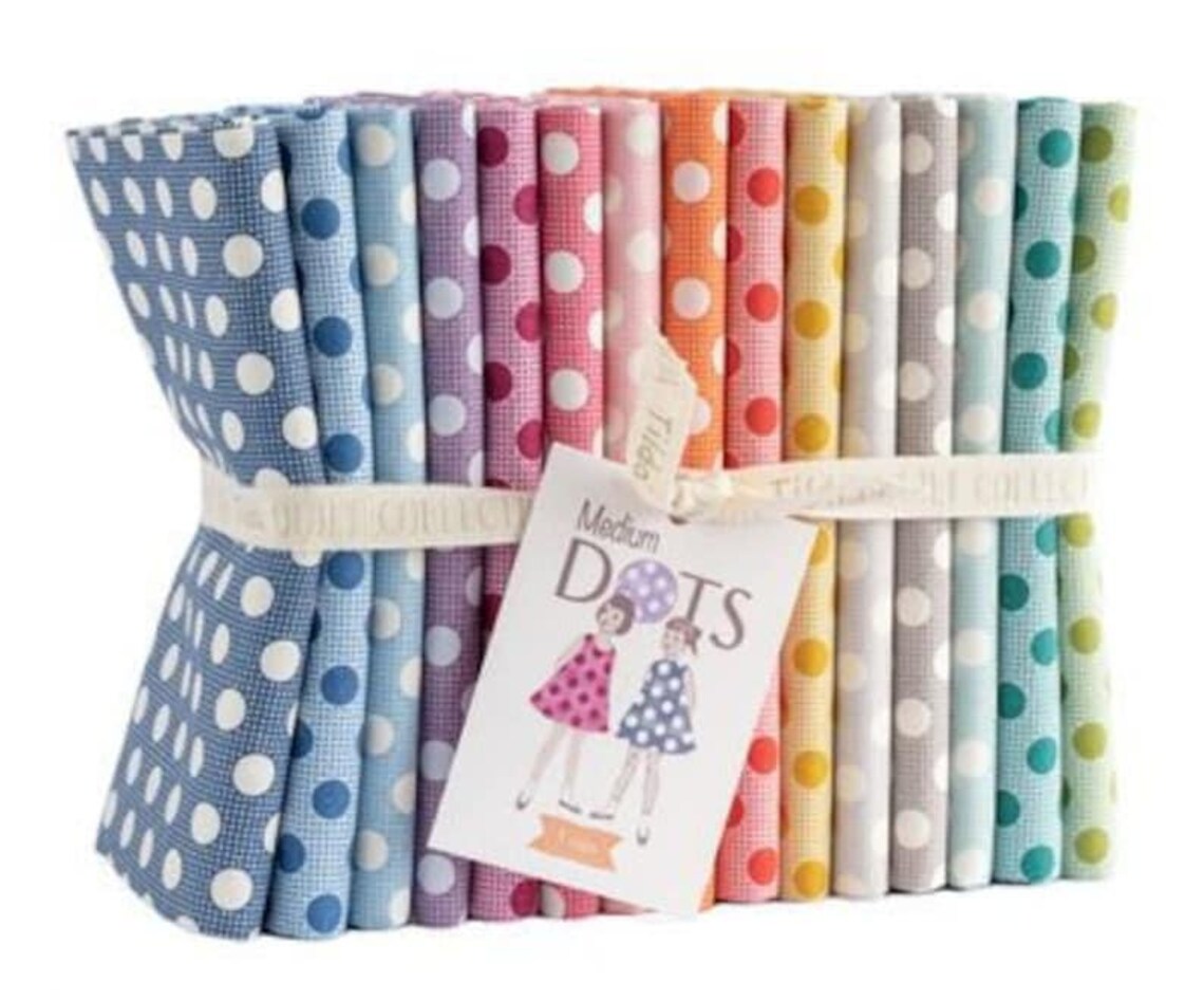 Tilda Medium Dots Fat Quarter Bundle 15pc TIL300014 Complete Collection ...