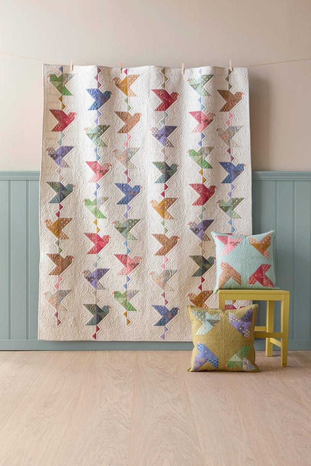 Paper Bird Quilt Kit | Tilda Chambray Putty White - Etsy