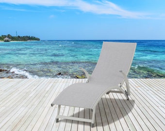 SET OF 2 the wave Outdoor Adjustable Stackable Aluminum Sling Chaise ...