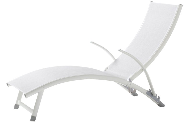 SET OF 2 the wave Outdoor Adjustable Stackable Aluminum Sling Chaise ...