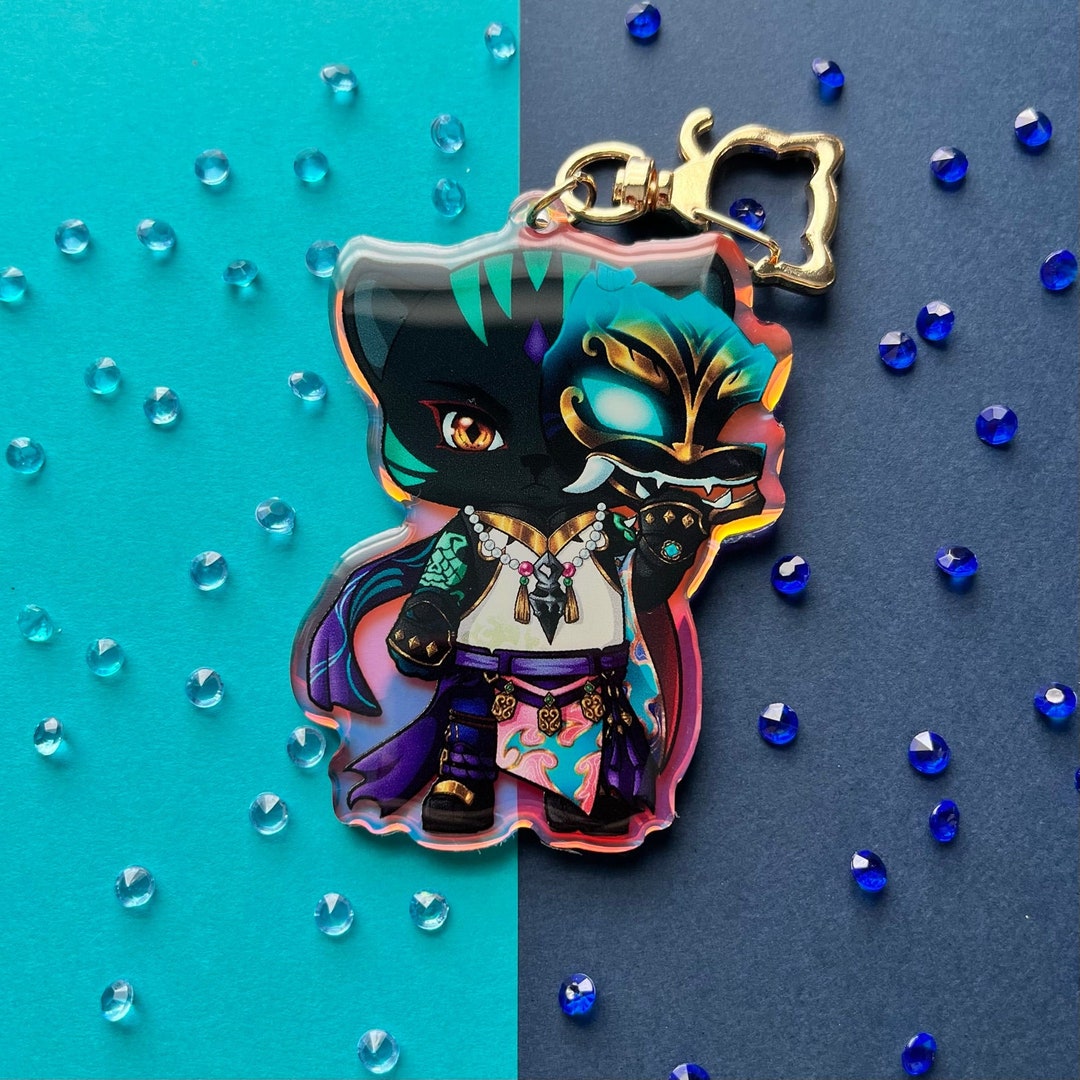 Genshin Impact, Xiao Genshin Cats 3 Double-sided Rainbow Acrylic Charms ...