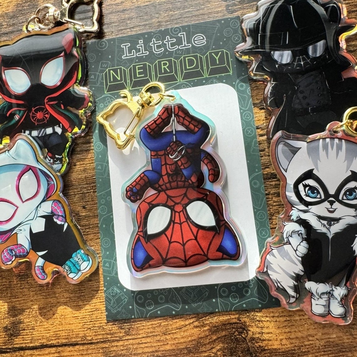 Spider-cats Spiderman Inspired 3 Double-sided Rainbow Acrylic Charms ...