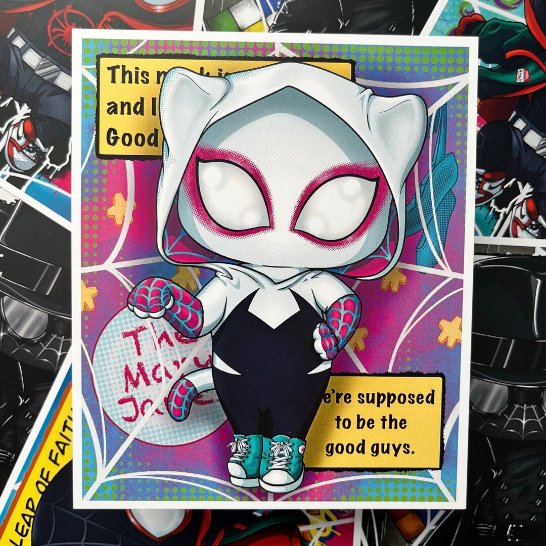 White and Pink Spider Cat Spider-cats 5x6 Mini Art Print Spider Comic ...