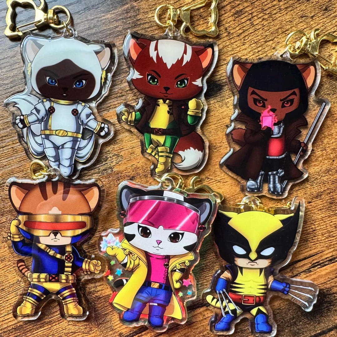 Mutant X-cats | 97 Comic Inspired 3" Double-sided | Clear Acrylic | Cat ...