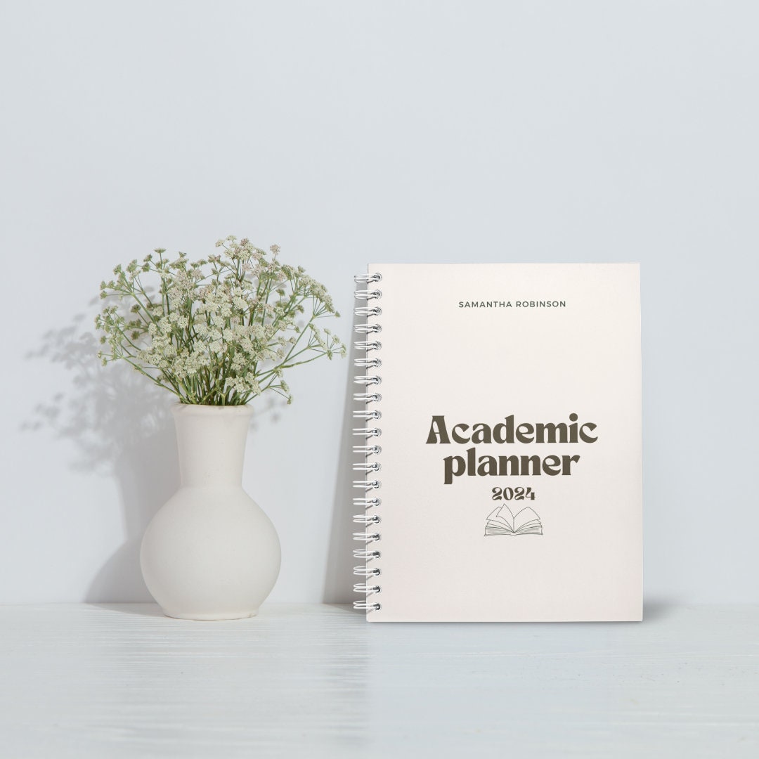 Academic 2024 Student Planner, Personalized A5 College Spiral Notebook ...
