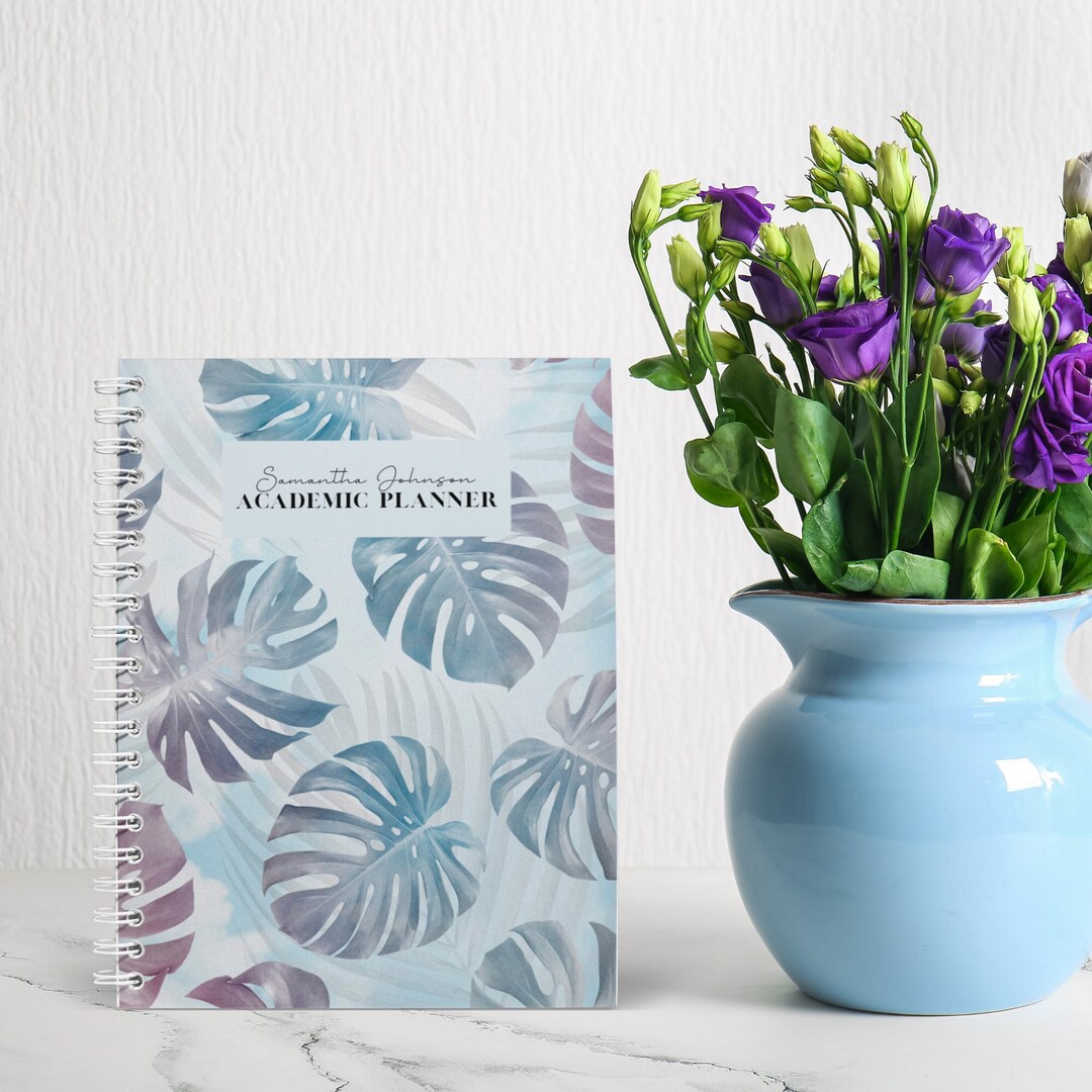 2024 Student Academic Planner Monstera Leaves Pattern, Personalized A5 ...