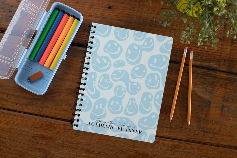 Academic 2026 Student Planner, Distorted Smiley Face Personalized A5 ...