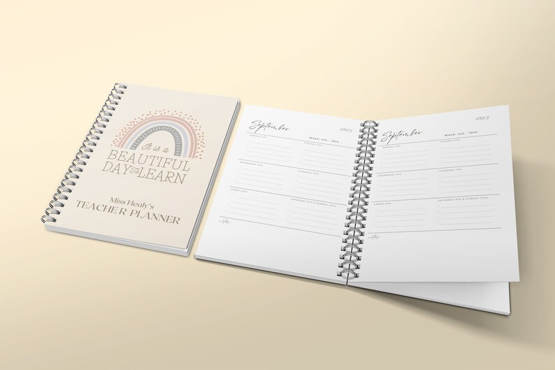 Rainbow Academic 2026 Teacher Planner, Personalised Spiral Notebook ...