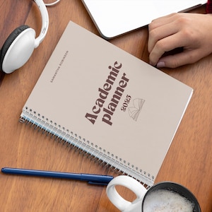 Student Study Planner for 2025-2026 in Mocha Brown, Personalised A5 ...