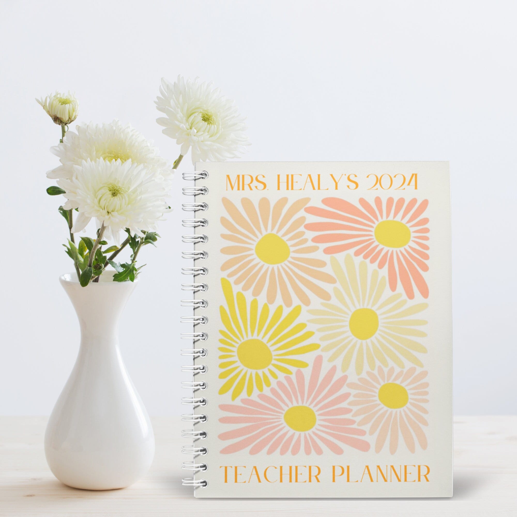 Personalized 2024 Teacher Planner, Pastel Floral Abstract Diary ...