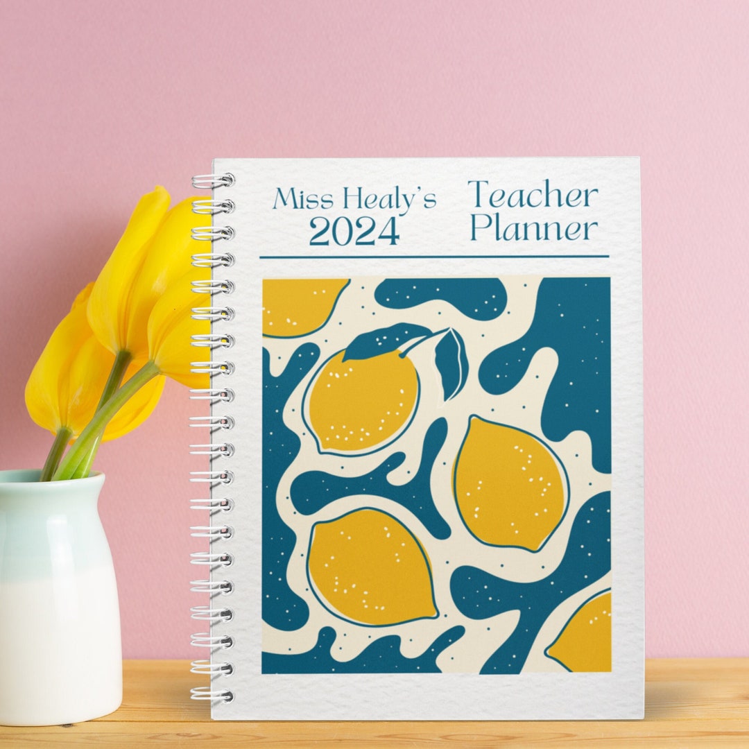 2025/2026 Teacher Planner, Personalized Abstract Lemons Journal, A5 ...