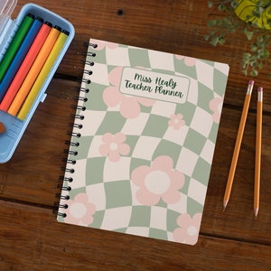 Personalized 2025-2026 Checker Print Teacher Planner, A5 Spiral ...